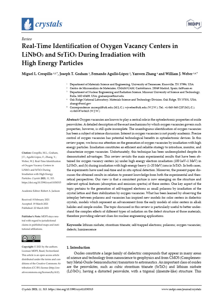 Real-Time Identification of Oxygen Vacancy Centers | PDF | Physical ...