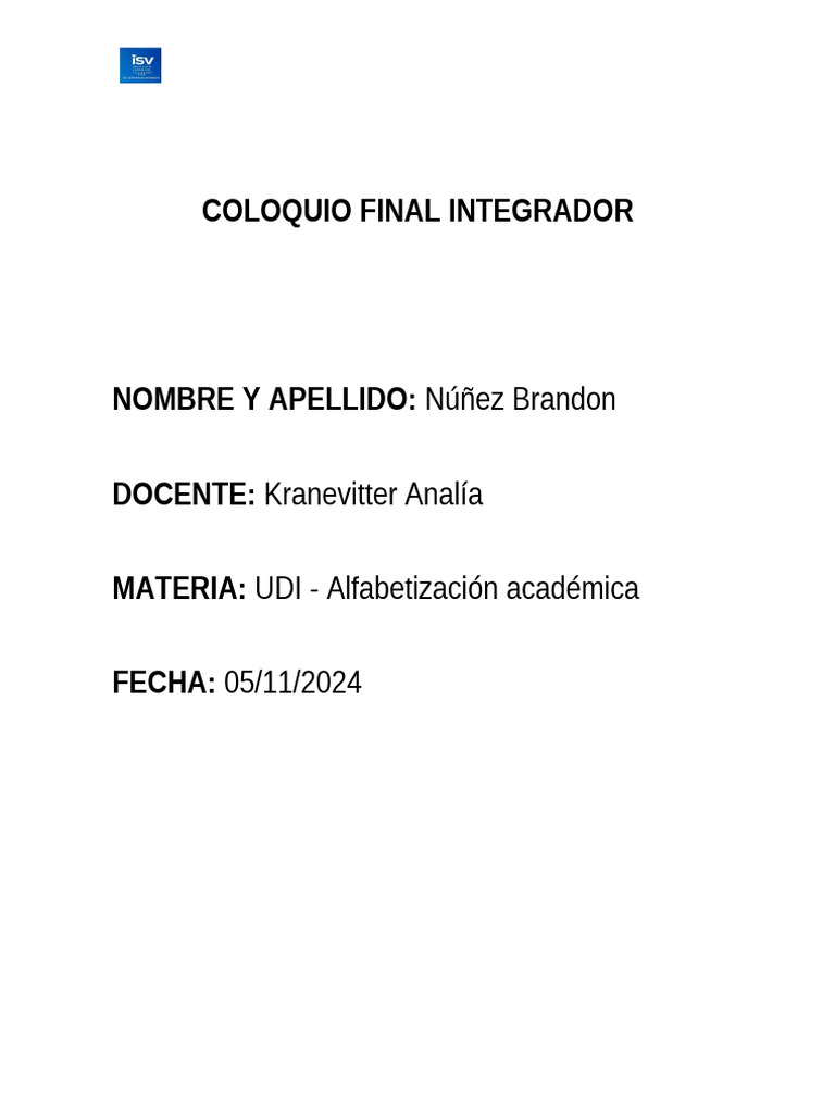 Coloquio Final Integrador2 | PDF | Vacunas | Salud pública
