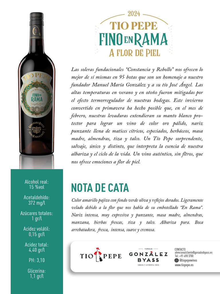 Ficha de Cata Tio Pepe en Rama 2024 Español - 0 | PDF