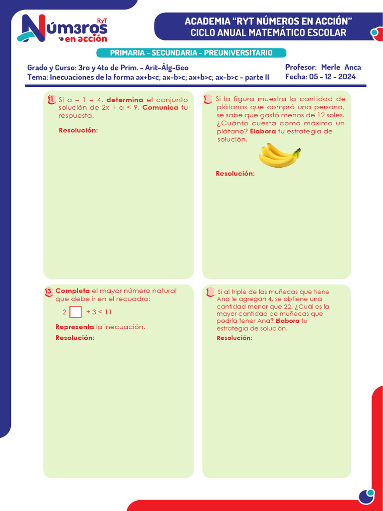 SEMANA 34 - 3ro y 4to Prim - Arit-Álg-Geo | PDF