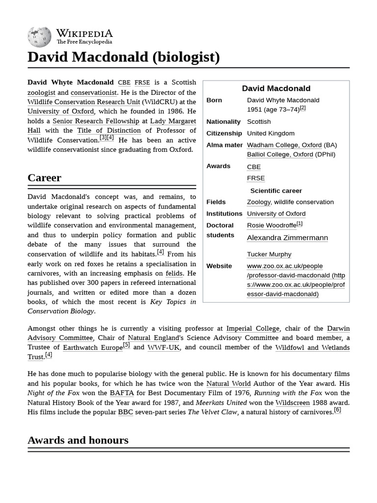 David Macdonald (Biologist) | PDF