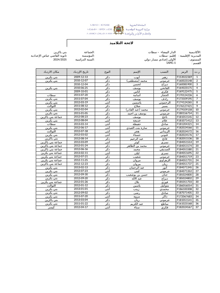 ListEleve 20241101 | PDF