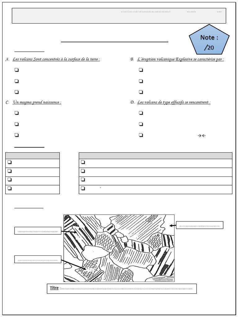 Évaluation SVT 2ème année collège | PDF | Magma | Lave