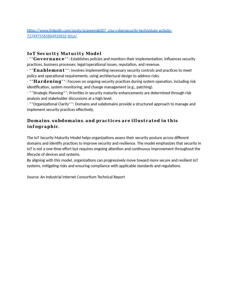 IoT Security Maturity Model Overview | PDF