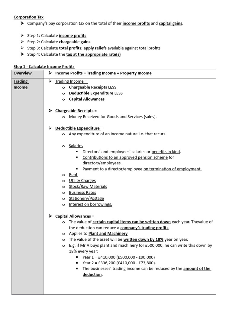 Understanding Corporation Tax Calculations | PDF | Tax Deduction | Income