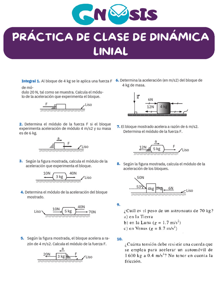 Problemas de Dinámica Linial (Gnosis) | PDF | Fuerza | Mecánica