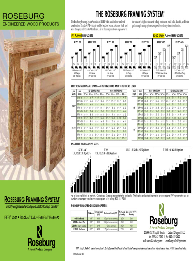 RFPI Joists Summary Brochure 2084852 | PDF | Framing (Construction)