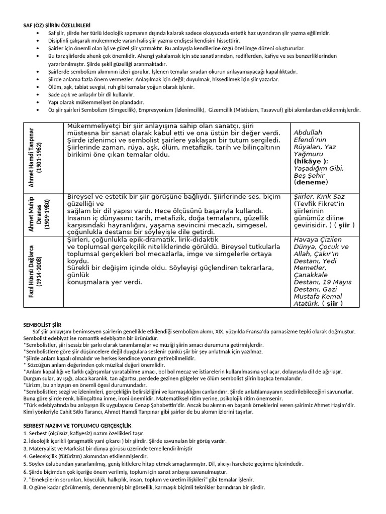 Tded Sayisal - Di̇l - Ea Ders Notu (Şi̇i̇r) | PDF