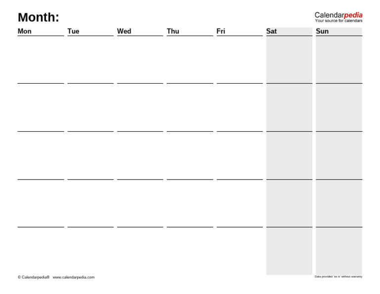 Monthly Planner Landscape Minimalist Monday Start | PDF