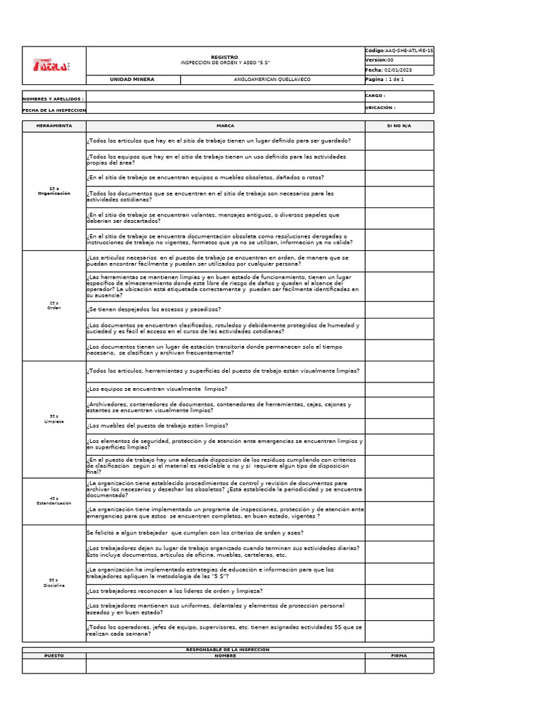 AAQ-SHE-ATL-RE-15 - Orden y Limpieza 5S | PDF | Informática