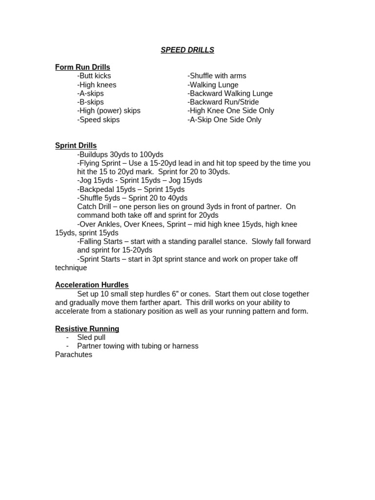 Speed and Sprint Drills Guide | PDF