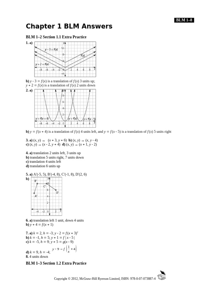 Math 30-1 - Black Line Masters Key (Sections 1.1-1.4 | PDF | Cartesian ...