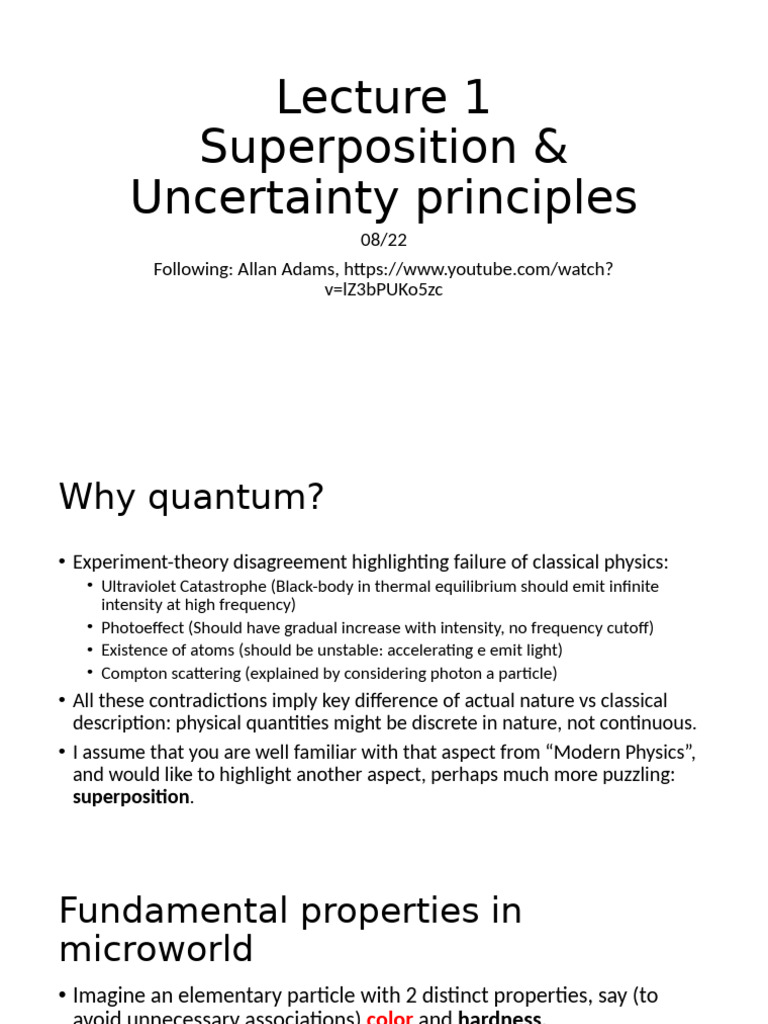 Lecture1 Superposition | PDF | Physics | Atomic Physics