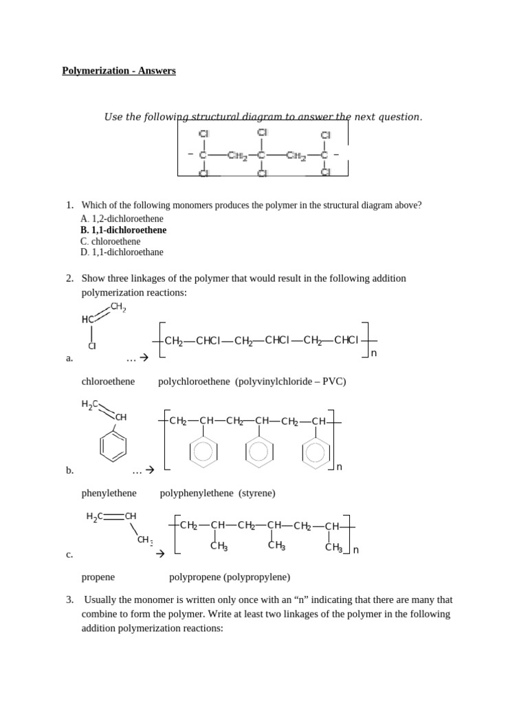 Polymerization Answers 2 | PDF | Polymerization | Polymers
