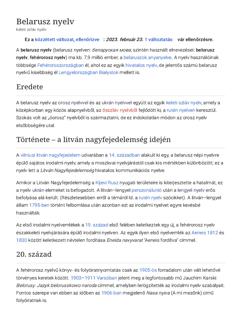 Belarusz Nyelv | PDF