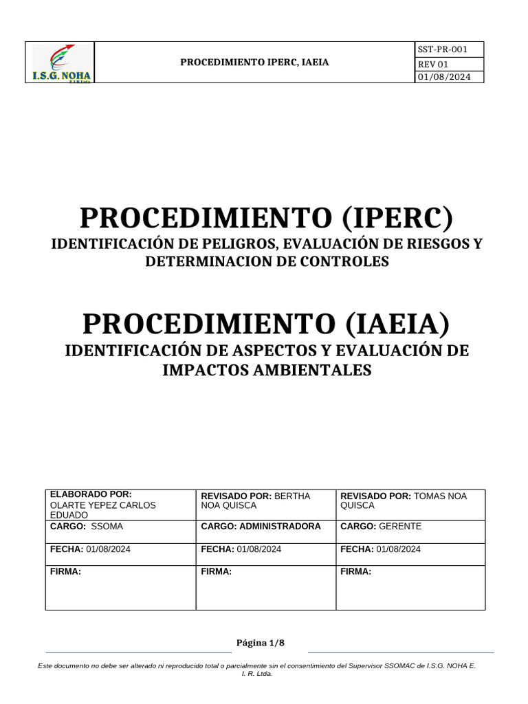 Procedimiento Iperc-Iaeia-Ats | PDF | Riesgo