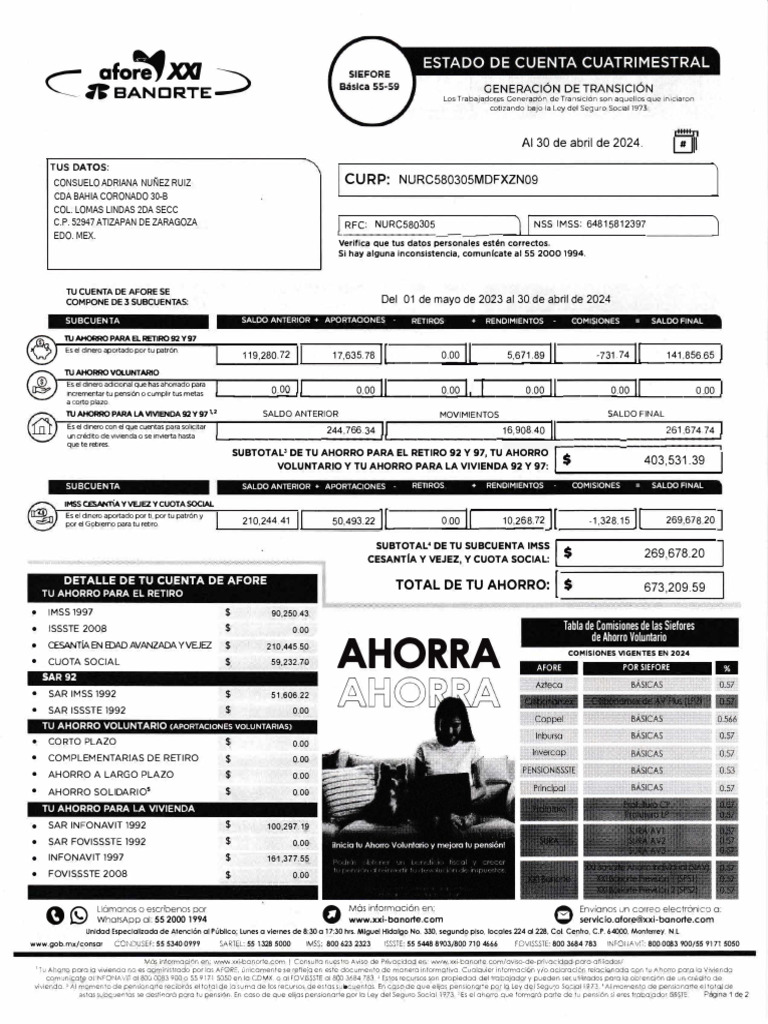 ESTADO DE CUENTA AFORE SIGLO XXI_20240716_0001 | PDF | México