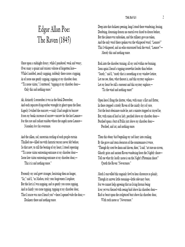 PoeNotesRavenClean | PDF | The Raven | Poetry