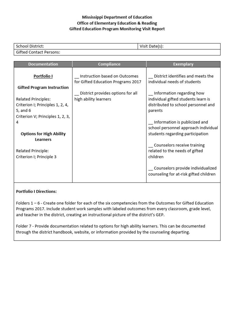 2019_monitoring_tool | PDF | Gifted Education | Program Evaluation