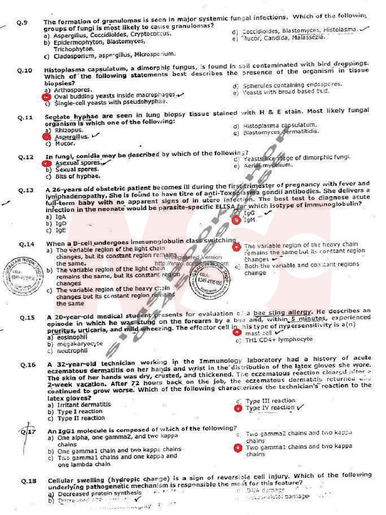Patho, Micro Solved Past MCQs Medical Globe(1) | PDF