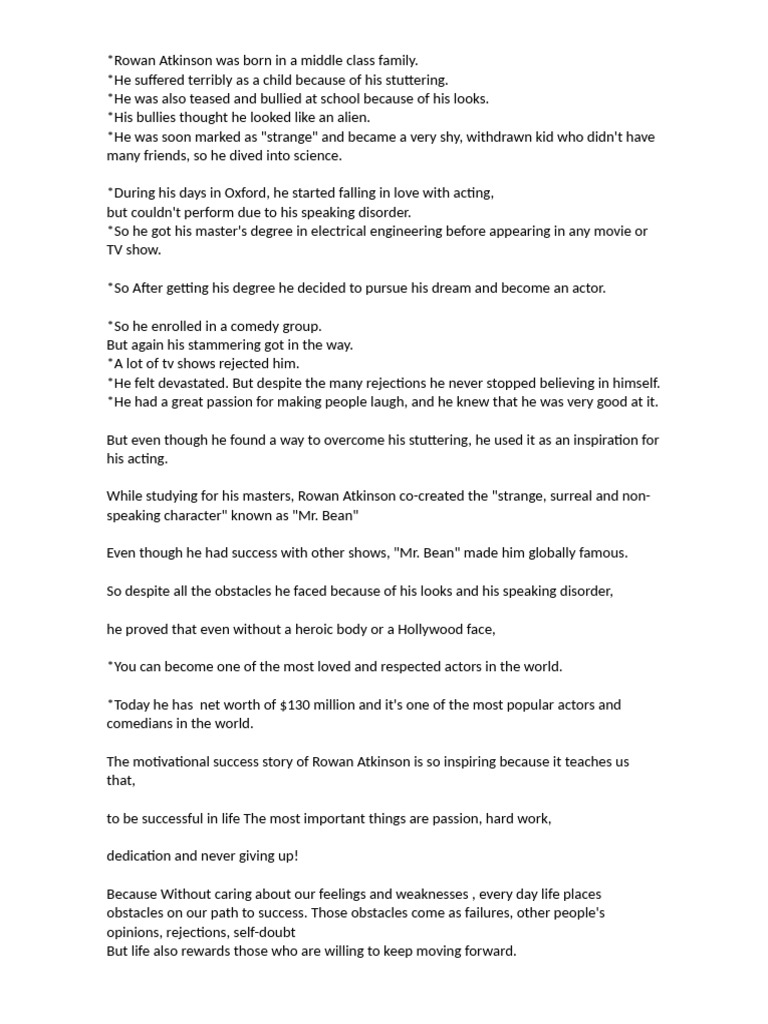 Rowan Atkinson: Overcoming Adversity | PDF