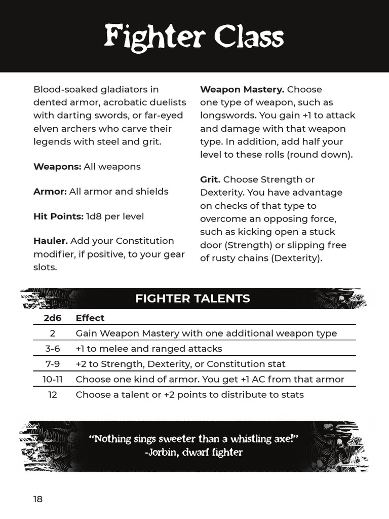Shadowdark Base Classes - Fighter, Priest, Thief, Wizard | PDF