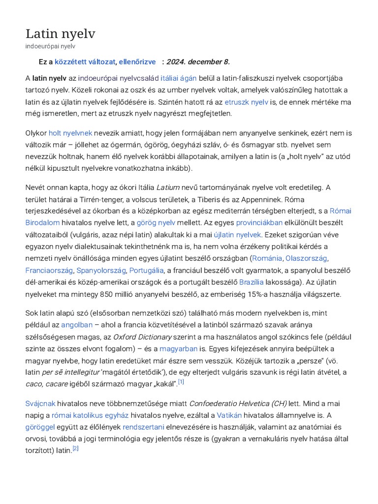 Latin Nyelv | PDF