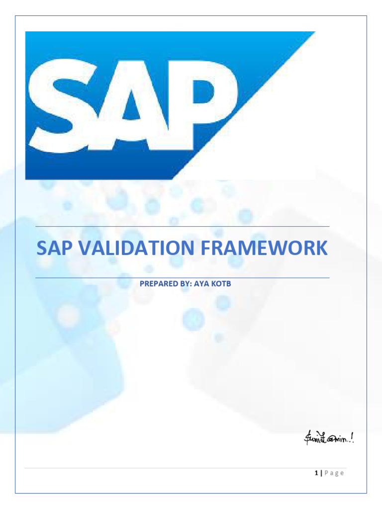 SAP Validation Framework Guide | PDF | Verification And Validation ...