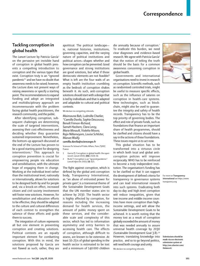 Combating Corruption in Global Health | PDF | Corruption | Sustainable ...