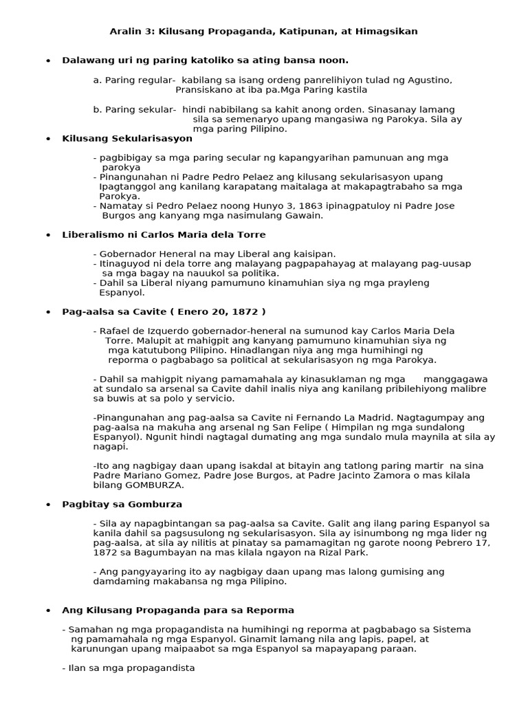 Ap-Summary of Aralin 3 | PDF