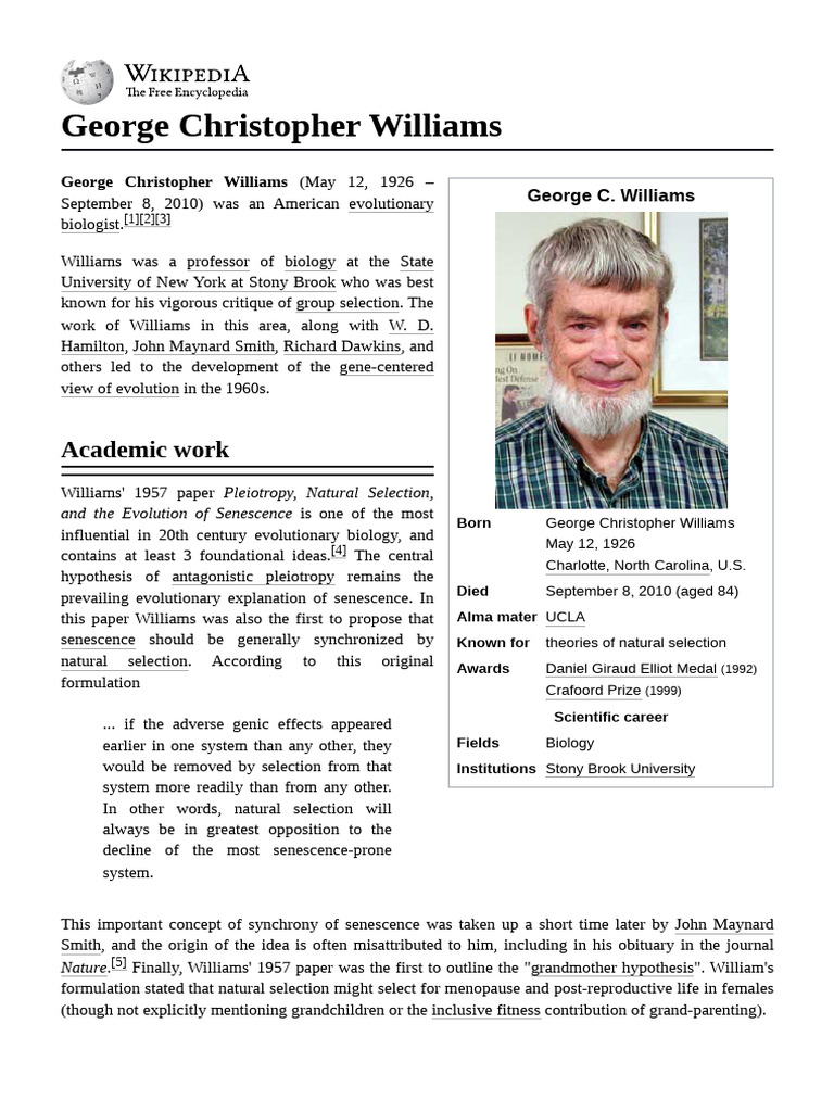 George_Christopher_Williams | PDF | Biology | Evolution