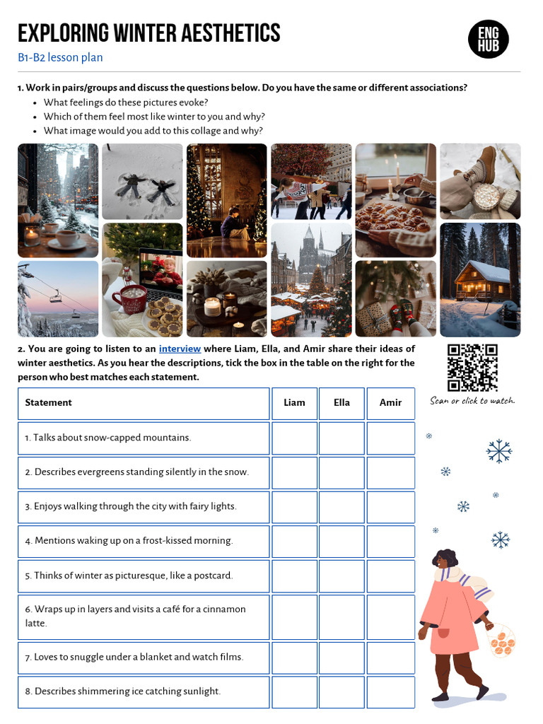 B1-B2 Exploring Winter Aesthetics A4 Worksheet SV | PDF
