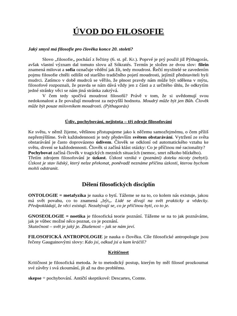 Uvod Do Filosofie | PDF