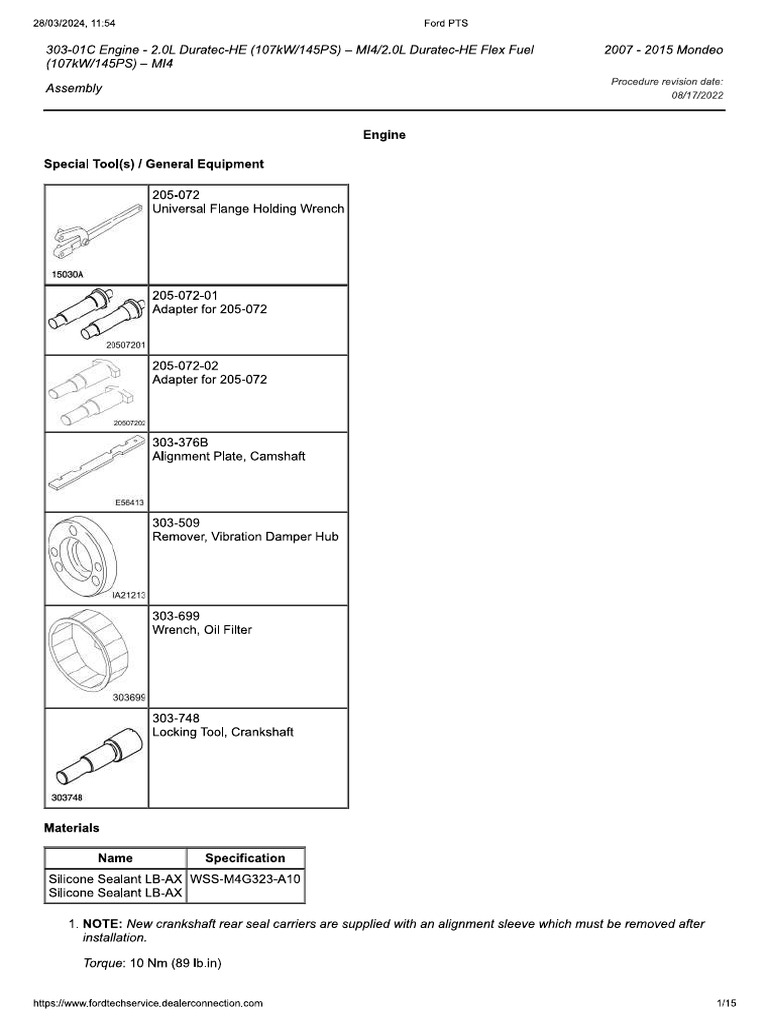 2.0l Duratorq Engine Assembly | PDF