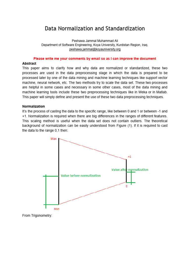 Data Normalization and Standardization | PDF | Machine Learning | Standard Score