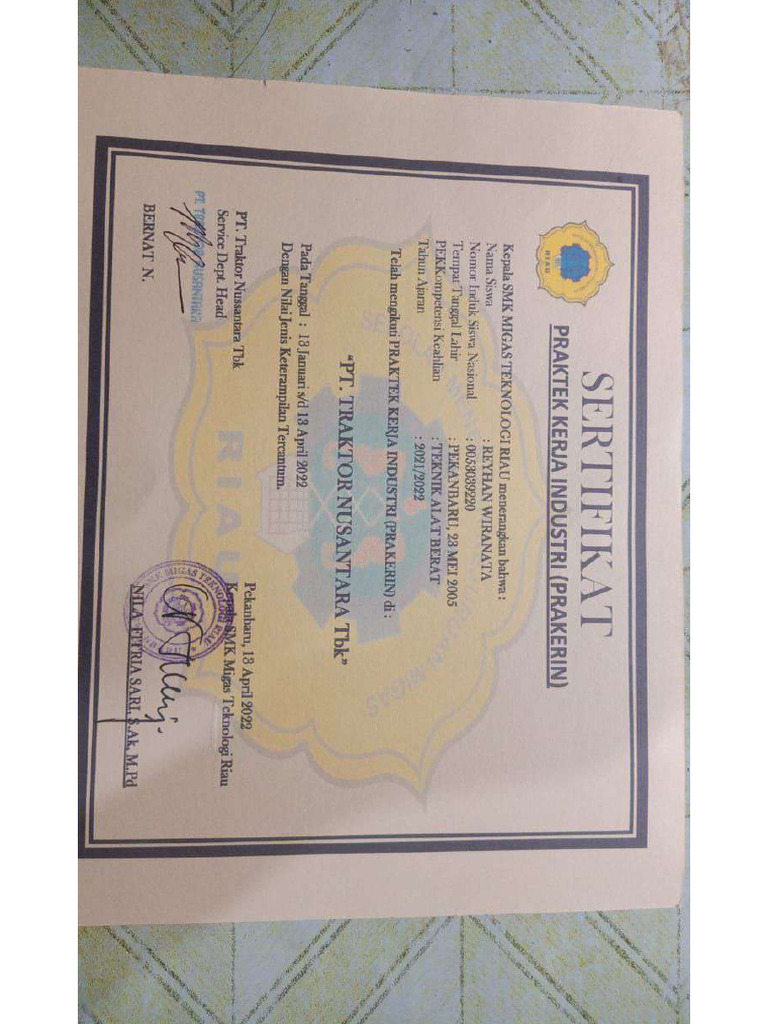 Sertifikat Magang | PDF