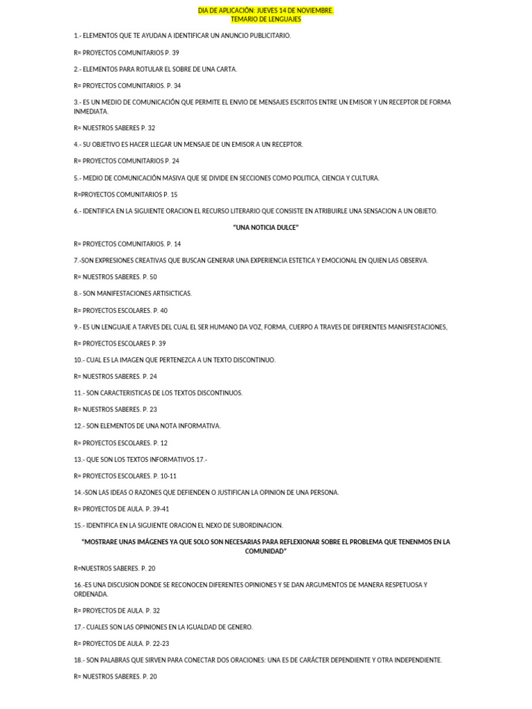 Temario de Examenes Del Primer Trimestre | PDF | Comunicación