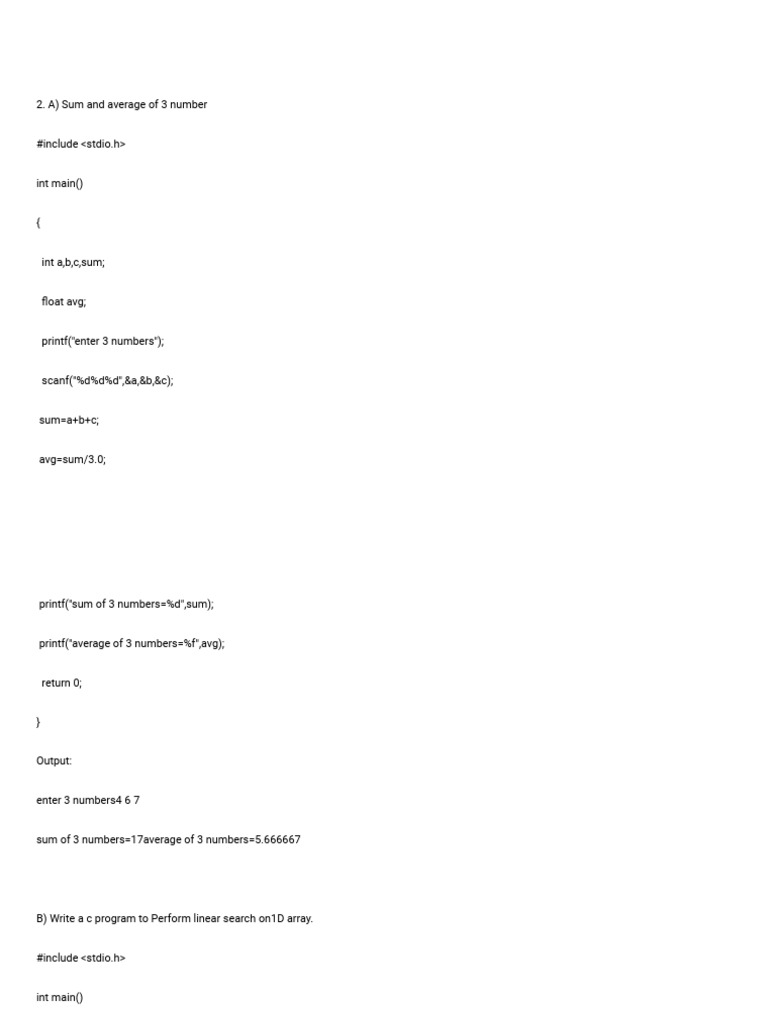 C Programs for Math Operations and Searches | PDF