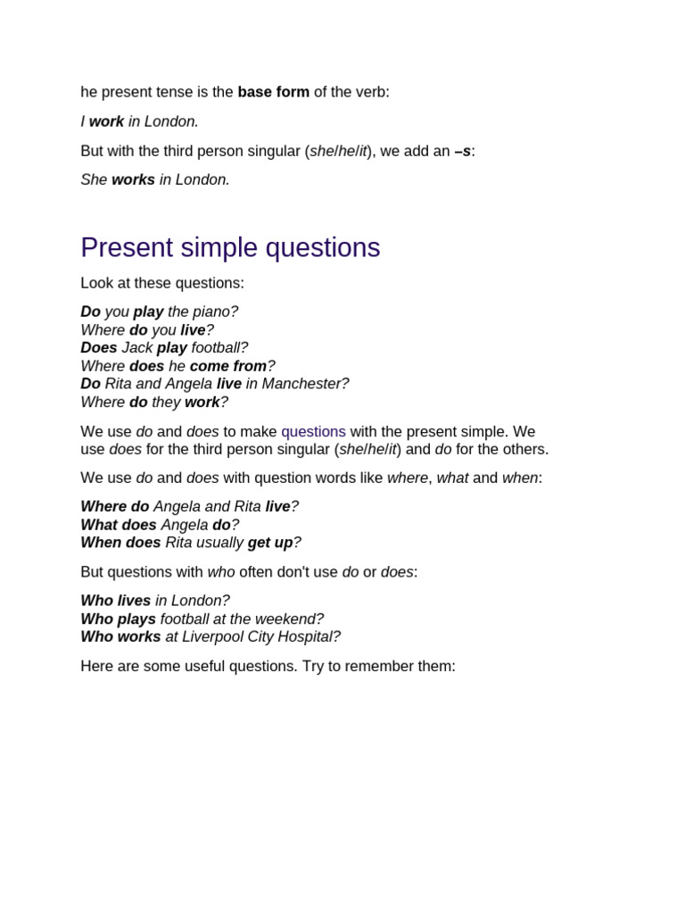 He Present Tense Is The | PDF | Verb | Languages