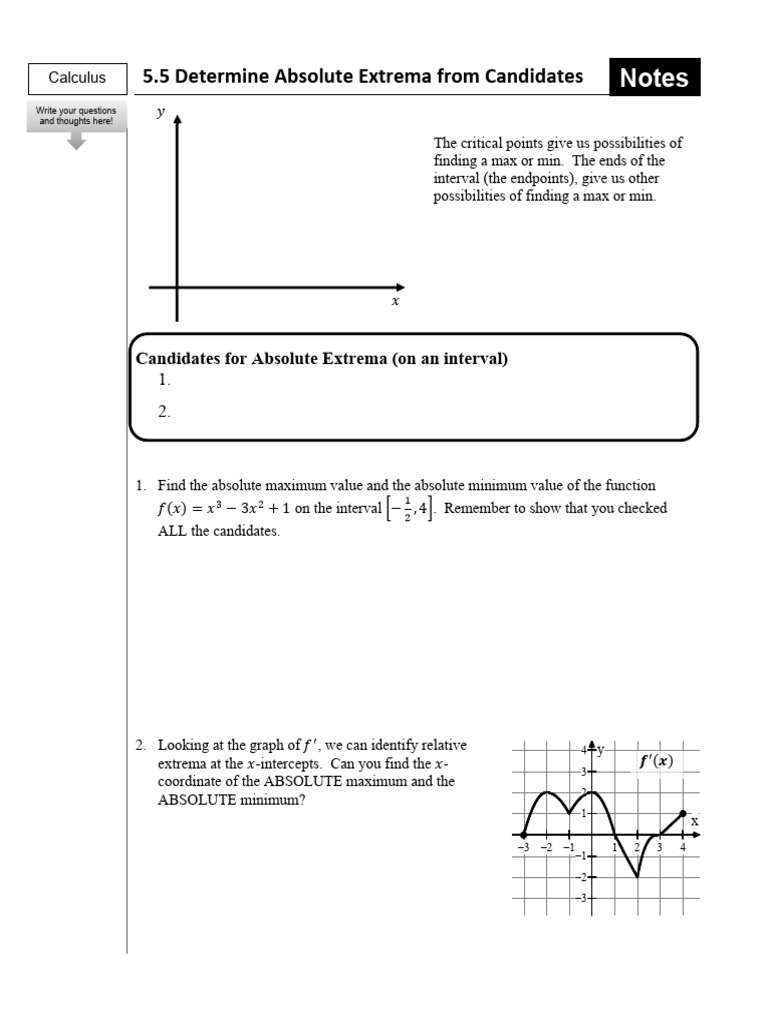 Absolute Extrema in Calculus Problems | PDF | Physics | Analysis