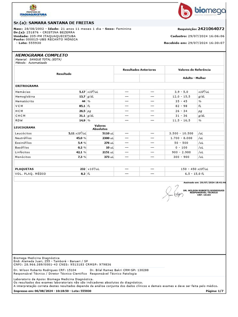 Exames Laboratoriais de Samara | PDF | Especialidades médicas ...