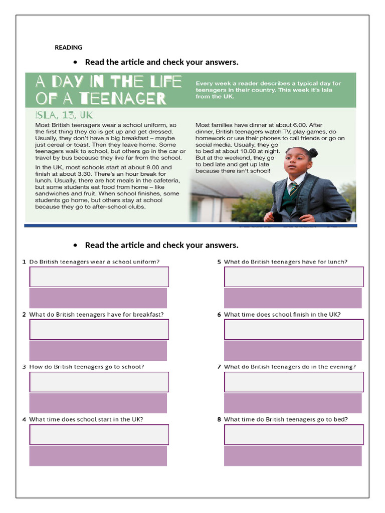READING A Day in The Life | PDF
