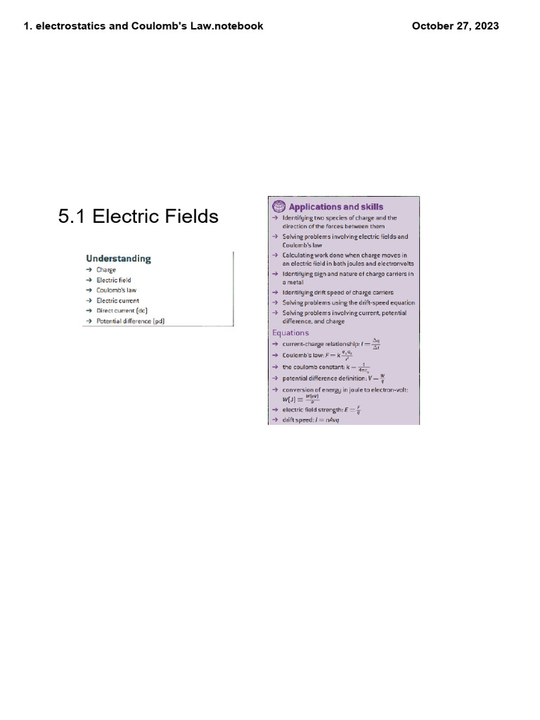 5.1 - 1. Electrostatics and Coulomb's Law | PDF | Electrostatics ...