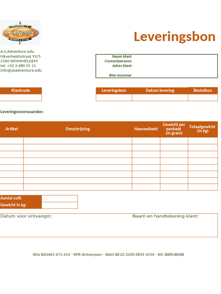 Blanco Leveringsbon | PDF