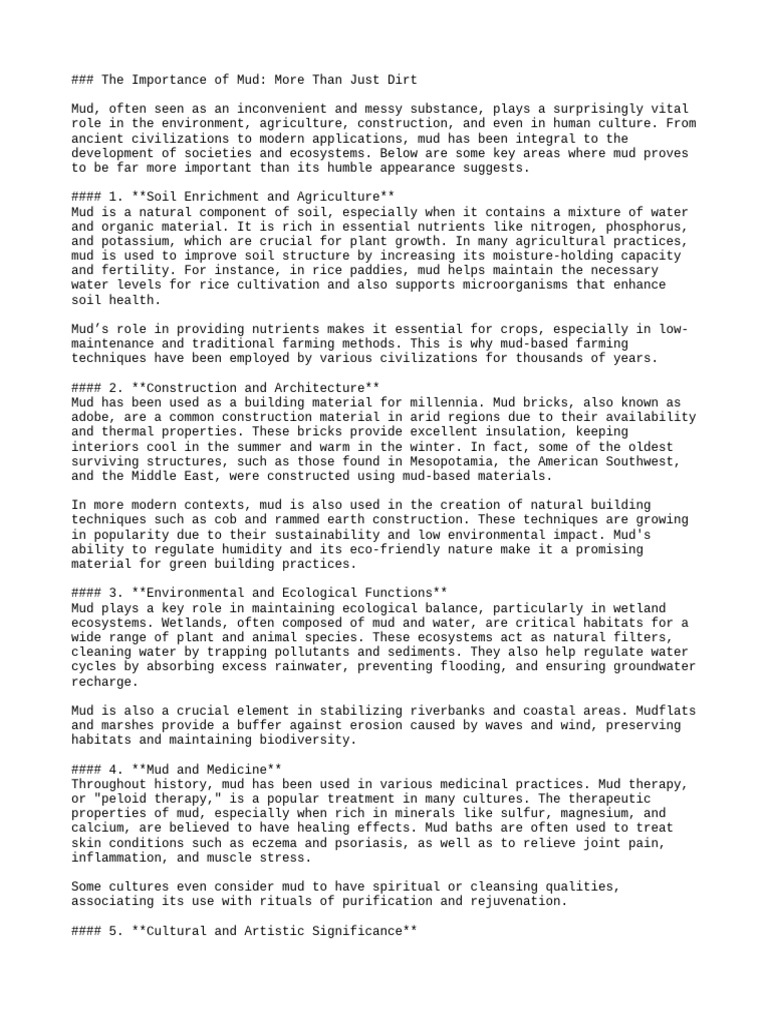 The Importance-of-mud-WPS Office | PDF | Soil | Agriculture