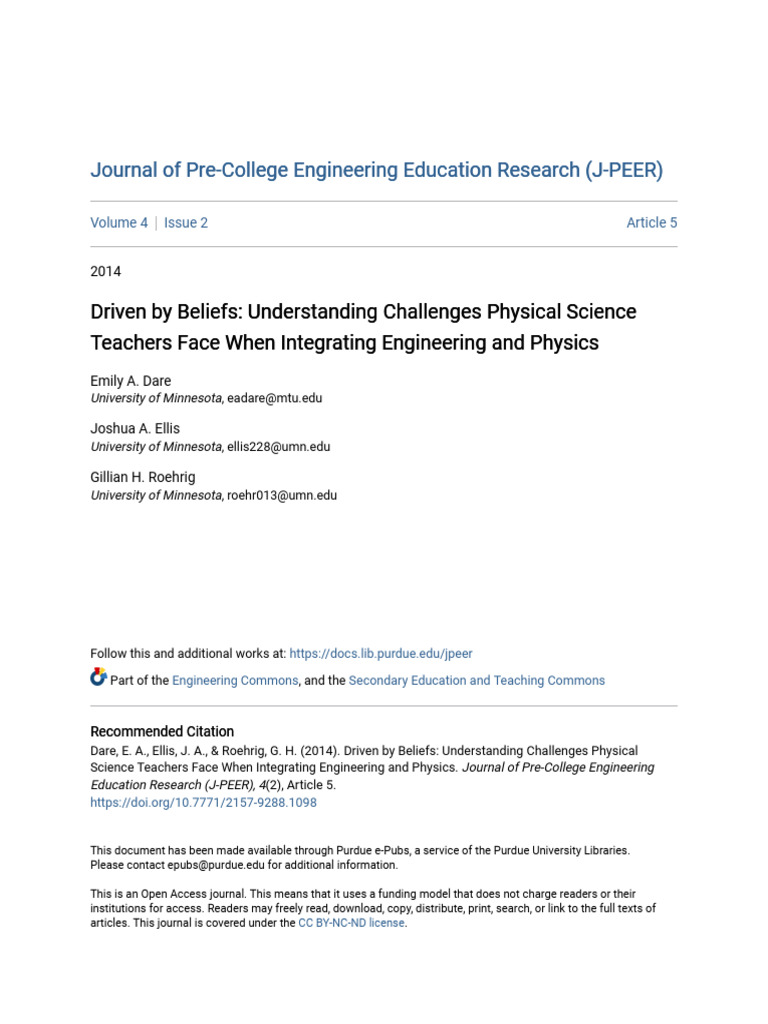 Driven by Beliefs - Understanding Challenges Physical Science Teac ...