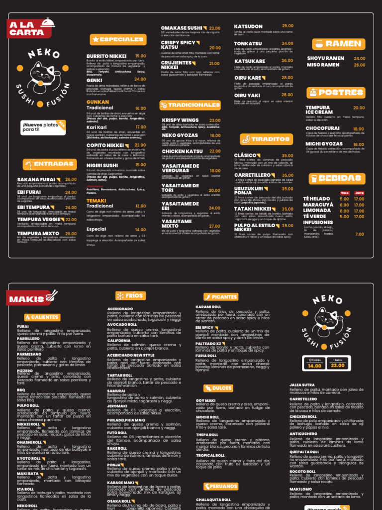 Carta Neko Sushi Fusion | PDF | Salsa | Alimentos