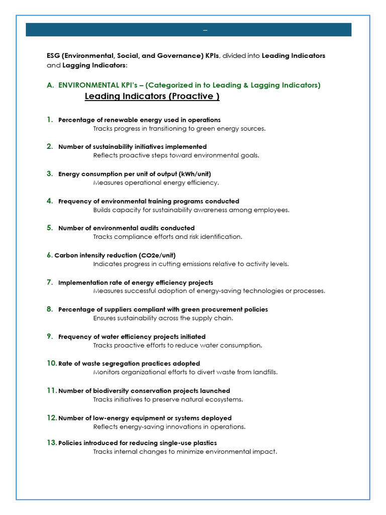 ESG KPIs | PDF | Governance | Employment ESG KPIs | PDF | Governance | Employment