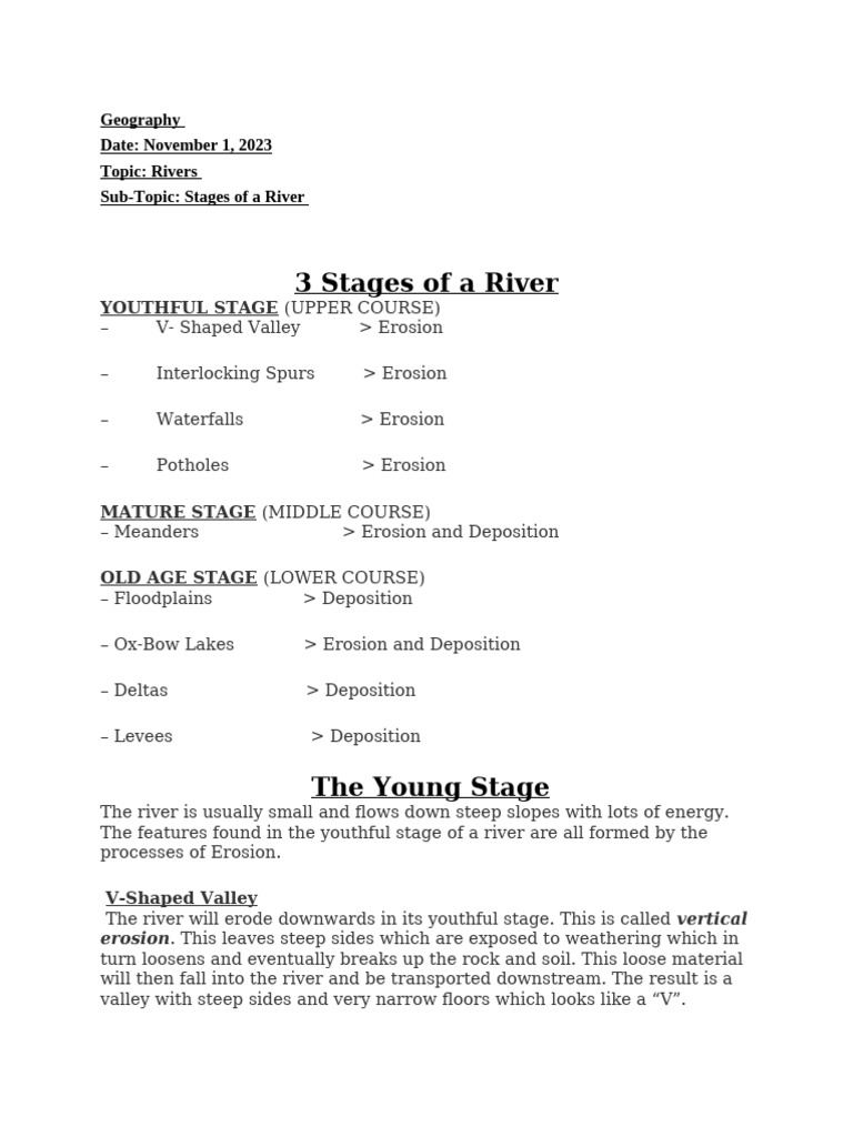 Stages of a River | PDF | River | Erosion
