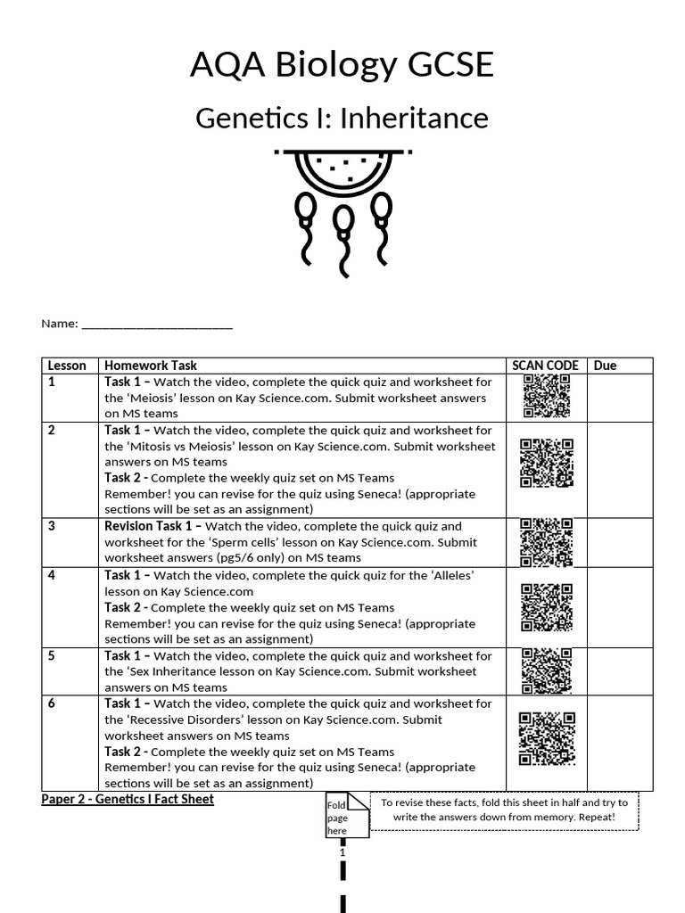 Inheritance Booklet Updated | PDF | Dominance (Genetics) | Reproduction